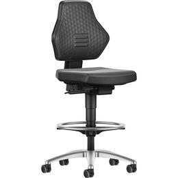 bimos Arbeitsdrehstuhl AIR FLOW, mit Sitz-Stopp-Rollen und Fußring, Kunstlederbezug schwarz