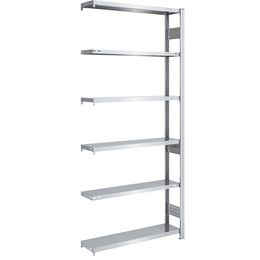 hofe Schwerlast-Steckregal, verzinkt, beidseitig, Regalhöhe 2500 mm, 6 Böden, Anbauregal, BxT 1000 x 300 mm