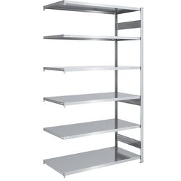 hofe Schwerlast-Steckregal, verzinkt, beidseitig, Regalhöhe 2500 mm, 6 Böden, Anbauregal, BxT 1300 x 800 mm