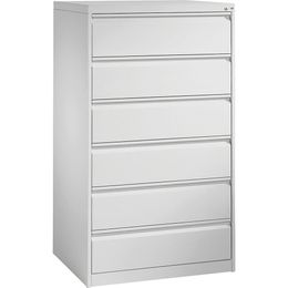 C+P Karteikartenschrank ACURADO, 3-bahnig, 6 Schübe, lichtgrau