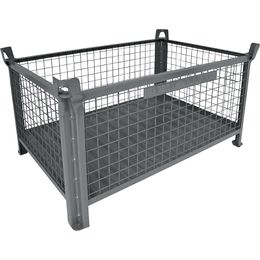 Heson Stapelbeh&auml;lter mit Stahlblechboden, LxB 1200 x 800 mm, grau lackiert, ab 10 Stk