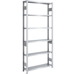 hofe Schwerlast-Steckregal, verzinkt, beidseitig, Regalhöhe 2500 mm, 6 Böden, Grundregal, BxT 1000 x 300 mm