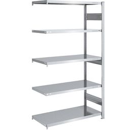 hofe Schwerlast-Steckregal, verzinkt, beidseitig, Regalhöhe 2000 mm, 5 Böden, Anbauregal, BxT 1000 x 600 mm