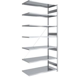 eurokraft pro Schwerlast-Steckregal, verzinkt, Regalhöhe 3000 mm, Anbauregal, BxT 1300 x 800 mm