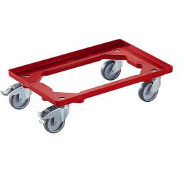 eurokraft basic Profi-Fahrgestell, 600 x 400 mm, 4 Lenkrollen, davon 2 mit Feststeller, rot, ab 20 Stk