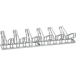eurokraft pro Fahrradständer, Bügel aus 18 mm Stahlrohr, Radeinstellung zweiseitig, feuerverzinkt, 12 Stellplätze
