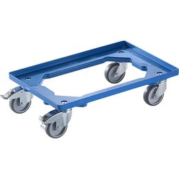eurokraft basic Profi-Fahrgestell, 600 x 400 mm, 4 Lenkrollen, davon 2 mit Feststeller, blau, ab 20 Stk