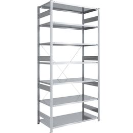 eurokraft pro Schwerlast-Steckregal, verzinkt, Regalhöhe 3000 mm, Grundregal, BxT 1300 x 800 mm