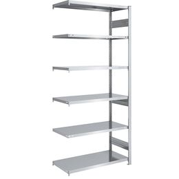 hofe Schwerlast-Steckregal, verzinkt, beidseitig, Regalhöhe 2500 mm, 6 Böden, Anbauregal, BxT 1000 x 600 mm