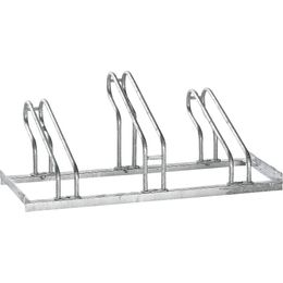 eurokraft pro Fahrradständer, Bügel aus 18 mm Stahlrohr, Radeinstellung einseitig, feuerverzinkt, 3 Stellplätze