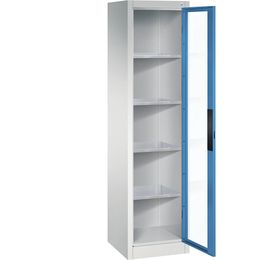 C+P Sichtfenster-Flügeltürschrank, HxBxT 1950 x 502 x 500 mm, 4 Fachböden, lichtgrau / lichtblau