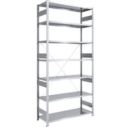 eurokraft pro Schwerlast-Steckregal, verzinkt, Regalhöhe 3000 mm, Grundregal, BxT 1300 x 600 mm