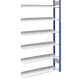 hofe Ordner-Steckregal, einseitig, Höhe 2000 mm, BxT 1000 x 300 mm, Anbauregal, blau / grau