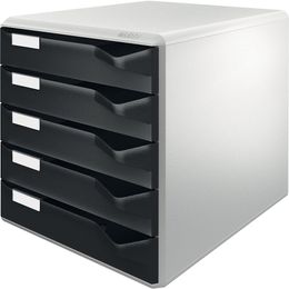 Leitz Ablagebox, Post- und Formular-Set, Gehäuse grau, Schubladen schwarz, 5 Schubladen