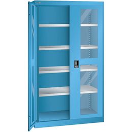 LISTA Schwerlastschrank, 4 Fachböden mit Sichtfenstertüren, lichtblau