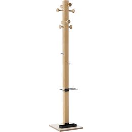 EasyCLOTH Garderobenständer easyCloth, Massivholz, 8 große Haken, Schirmhalter schwarz