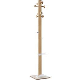 EasyCLOTH Garderobenständer easyCloth, Massivholz, 8 große Haken, Schirmhalter weiß