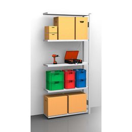 eurokraft pro Fachboden-Steckregal, verzinkt, einseitig, Regalhöhe 2350 mm, Fachbodenbreite 965 mm, Anbauregal, Fachbodentiefe 350 mm
