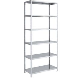 eurokraft pro Schraubregal, Bauart leicht, verzinkt, Regalhöhe 2500 mm, Bodenbreite 1000 mm, Tiefe 600 mm, Grundregal