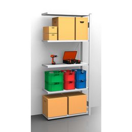 eurokraft pro Fachboden-Steckregal, verzinkt, einseitig, Regalhöhe 2350 mm, Fachbodenbreite 965 mm, Anbauregal, Fachbodentiefe 450 mm
