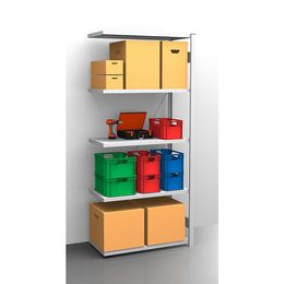 eurokraft pro Fachboden-Steckregal, verzinkt, einseitig, Regalhöhe 2350 mm, Fachbodenbreite 965 mm, Anbauregal, Fachbodentiefe 550 mm