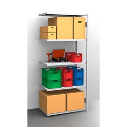 eurokraft pro Fachboden-Steckregal, verzinkt, einseitig, Regalhöhe 2350 mm, Fachbodenbreite 965 mm, Anbauregal, Fachbodentiefe 650 mm