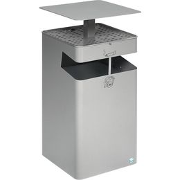 Var Abfallsammler/Ascher, mit Dach, Volumen 72 l, silber