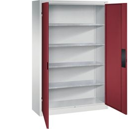 C+P Werkstatt-Schwerlastschrank, Breite 1200 mm, Tiefe 400 mm, Tür rubinrot