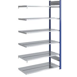 hofe Ordner-Steckregal, doppelseitig, Höhe 2000 mm, BxT 1000 x 600 mm, Anbauregal, blau / verzinkt