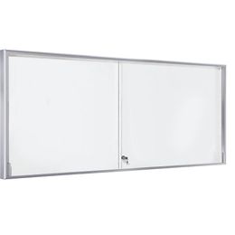 eurokraft pro Schaukasten, Alu-Rahmen, Schiebetüren, 27 x DIN A4, BxHxT 1970 x 970 x 50 mm, Rahmen eckig