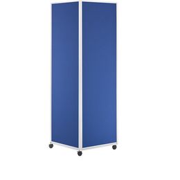 eurokraft basic Mobile Infosäule, mit 4 feststellbaren Doppellenkrollen, Textiloberfläche, blau