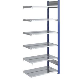 hofe Ordner-Steckregal, doppelseitig, Höhe 2000 mm, BxT 750 x 600 mm, Anbauregal, blau / verzinkt