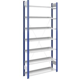 hofe Ordner-Steckregal, einseitig, Höhe 2350 mm, BxT 1000 x 300 mm, Grundregal, blau / grau