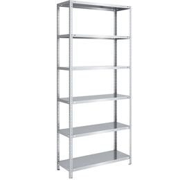 eurokraft pro Schraubregal, Bauart leicht, verzinkt, Regalhöhe 2500 mm, Bodenbreite 1000 mm, Tiefe 500 mm, Grundregal