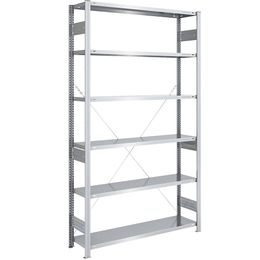 eurokraft pro Großfach-Steckregal, verzinkt, Höhe 2500 mm, Feldlast 2500 kg, Grundregal, BxT 1300 x 400 mm