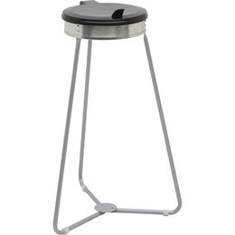 eurokraft basic Müllsackhalter aus Stahl mit Kunststoffdeckel, für Volumen bis 120 l, Dreibeingestell, Deckel schwarz