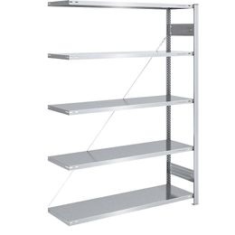 eurokraft pro Großfach-Steckregal, verzinkt, Höhe 2000 mm, Feldlast 1600 kg, Anbauregal, BxT 1300 x 500 mm