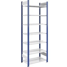 hofe Ordner-Steckregal, doppelseitig, Höhe 2350 mm, BxT 750 x 600 mm, Grundregal, blau / grau