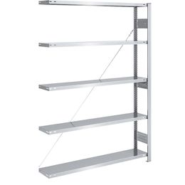 eurokraft pro Schwerlast-Steckregal, verzinkt, Regalhöhe 2000 mm, Anbauregal, BxT 1300 x 300 mm