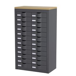 PAPERFLOW Sortierstation, mit Schubladen, 2 Reihen, 24 Schubladen, anthrazit