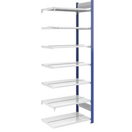 hofe Ordner-Steckregal, doppelseitig, Höhe 2350 mm, BxT 750 x 600 mm, Anbauregal, blau / grau