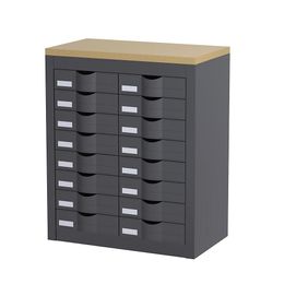 PAPERFLOW Sortierstation, mit Schubladen, 2 Reihen, 16 Schubladen, anthrazit