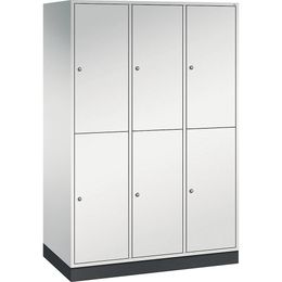 C+P Doppelstock-Spind Intro, 3 Abteile, lichtgrau, BxT 1220 x 600 mm