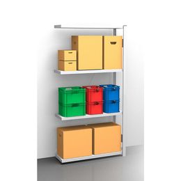 eurokraft pro Fachboden-Steckregal, verzinkt, einseitig, Regalhöhe 2000 mm, Fachbodenbreite 965 mm, Anbauregal, Fachbodentiefe 350 mm