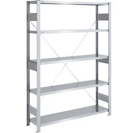 eurokraft pro Schwerlast-Steckregal, verzinkt, Regalhöhe 2000 mm, Grundregal, BxT 1300 x 400 mm