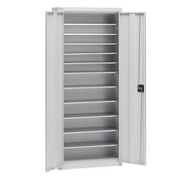 eurokraft pro Materialschrank aus Stahlblech, Höhe 1575 mm, lichtgrau RAL 7035, 11 Böden