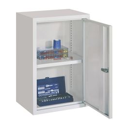 Pavoy H&auml;ngeschrank, H&ouml;he 600 mm, mit Vollblecht&uuml;r/en, Breite 400 mm, glatte R&uuml;ckwand, grau
