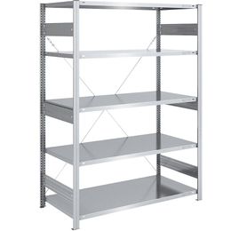 eurokraft pro Schwerlast-Steckregal, verzinkt, Regalhöhe 2000 mm, Grundregal, BxT 1300 x 800 mm