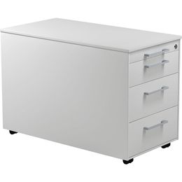 Mauser Schubladencontainer auf Rollen, HxT 520 x 800 mm, 3 Materialschübe, lichtgrau / lichtgrau / lichtgrau