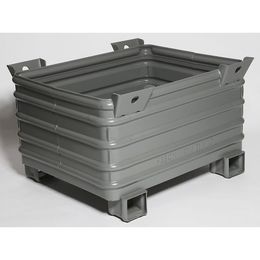 Heson Schwerlast-Stapelbehälter, BxL 800 x 1000 mm, mit U-förmigen Füßen, grau lackiert, ab 10 Stk
